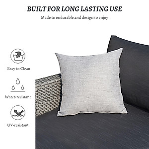 Patio Furniture Sectional Sofa Set – 3 Piece All Weather Resin Wicker Outdoor Conversation Set Black Washable Cushions & Coffee Table | Garden | Backyard | Pool | 2 Clips