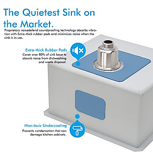 VADANIA 20-inch Kitchen Bar Sink, 20"x18"x10", Single Bowl, Undermount, 18 Gauge T304 Stainless Steel, Satin Finish, with Strainer & Bottom Grid, cUPC listed