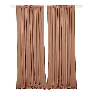 SHERWAY 2 Panels 4.8 Feet x 10 Feet Silky Soft Cappuccino Backdrop Drapes, Mocha Polyester Window Curtains for Wedding Party Ceremony Stage Décor (10% Transparency)