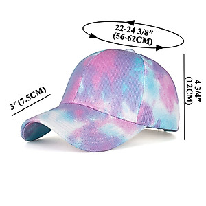 TopTie Tie Dye Ponytail Baseball Cap for Women Criss Cross Messy High Bun Dye Ponytail Hat-Purple