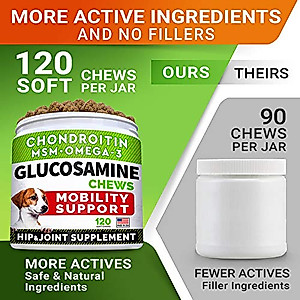 Glucosamine Treats + Allergy Relief Dog Bundle - Joint Supplement w/Omega-3 Fish Oil + Itchy Skin Relief - Chondroitin, MSM + Pumpkin + Enzymes + Turmeric - Skin & Coat - 120+180 Chews - Made in USA