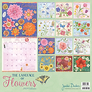 TF PUBLISHING 2024 The Language of Flowers Wall Calendar | Large Grids for Appointments and Scheduling | Vertical Monthly Wall Calendar 2024 | Home & Office Organization | Matte Paper | 12"x12"