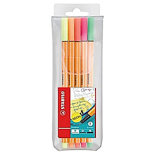 STABILO Point 88 Fineliner Pens Pack of 5 Neon