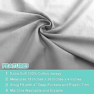 American Baby Company 100% Cotton Knit Fitted 18" x 36" Cradle/Bassinet Sheet - Compatible with Mika Micky Bassinet, Gray, Soft Breathable, for Boys and Girls