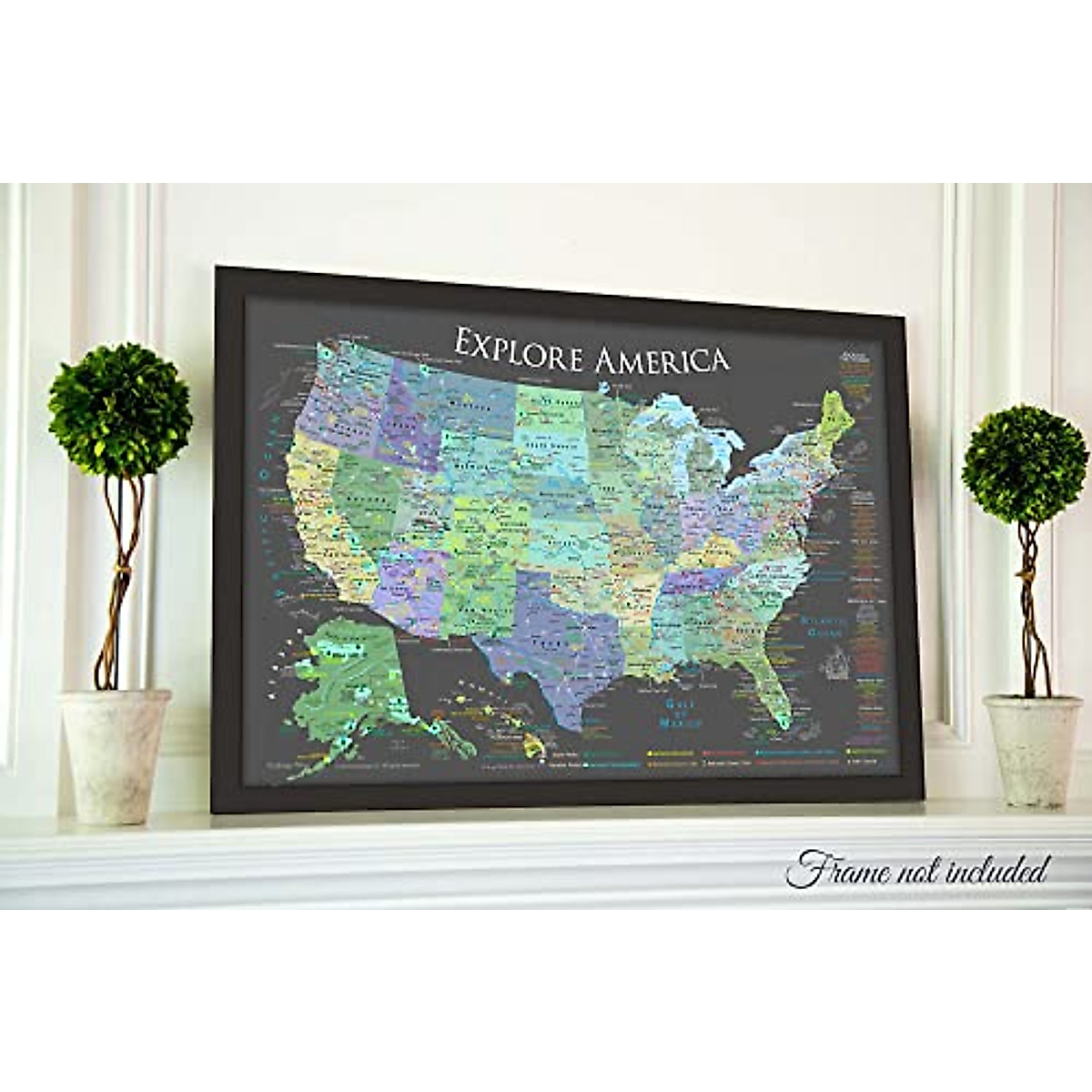 National Parks Map Poster Slate Edition (24W x 16H inches)