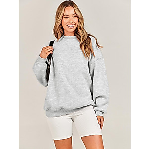ANRABESS Sweatshirt for Women Oversized Crewneck Hoodies Fleece Casual Pullover Top Fall Fashion Outfits Clothes 2025 A1019 light gray X-Large
