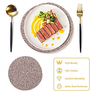 Trivet Round Hot Pads 4pcs 7.9 Inches*9.5inches Diameter 100% Eco Pure Cotton Thread Weave Trivets for Hot Pots and Pans/Kitchen Trivets for Hot Dishes Hot Pot Holders