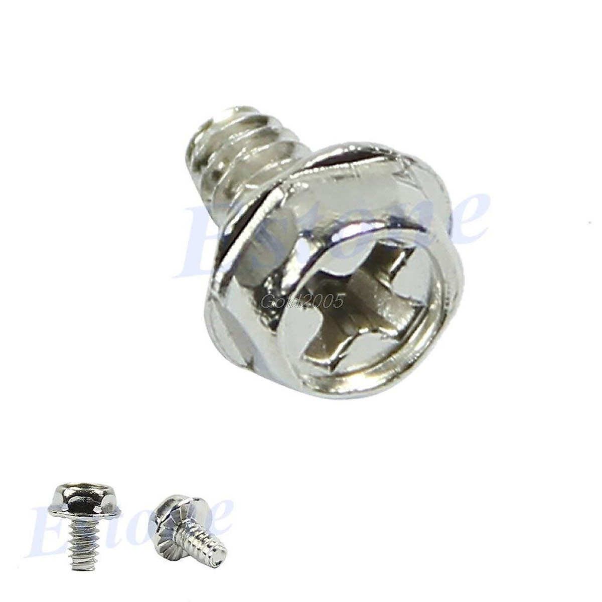 100pcs Toothed Hex for Computer 6/32 Screws Hard Drive PC Case MBoard-Nickel Plated G05 SCRW-049836
