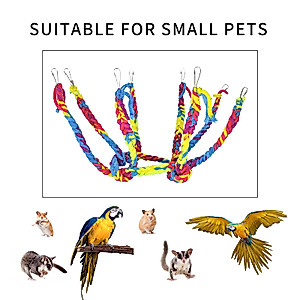 WishLotus Sugar Glider Toys, 3Pcs Multicolored Braided Ropes Small Animal Toys Colorful Climbing Rope for Parrot, Sugar Gliders, Hamster, Guinea Pig, Squirrel, Ferret, Squirrel (3pcs)