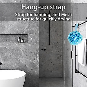 LYFONDYI Shower Puff Bath Sponge Shower Loofahs for Body wash Color Pouf Ball Exfoliating Body Scrubber Set of 3(Red & Green & Blue)