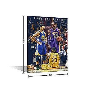 Sports Legends Black Mamba Lebron James & Stephen Curry Poster Wall Art Decor Framed Print 1 Pcs All Basketball Star Fans Gift for Guys & Girls Bedroom Decoration Ready to Hang - 12"Wx18"H