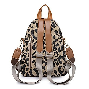 Tekzitfuir Women's Leopard Backpack Water Resistant Travel Bag Student Anti-theft Daypack Teen Girls Satchel Bag Daypack (2 zipper)
