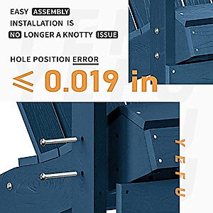 YEFU Adirondack Chair Set of 2 with Outdoor Side Table Double Layer 3-Piece for Lawn, Deck, Garden, Porch, Balcony(Navy Blue, 2 Chairs and 1 Table)