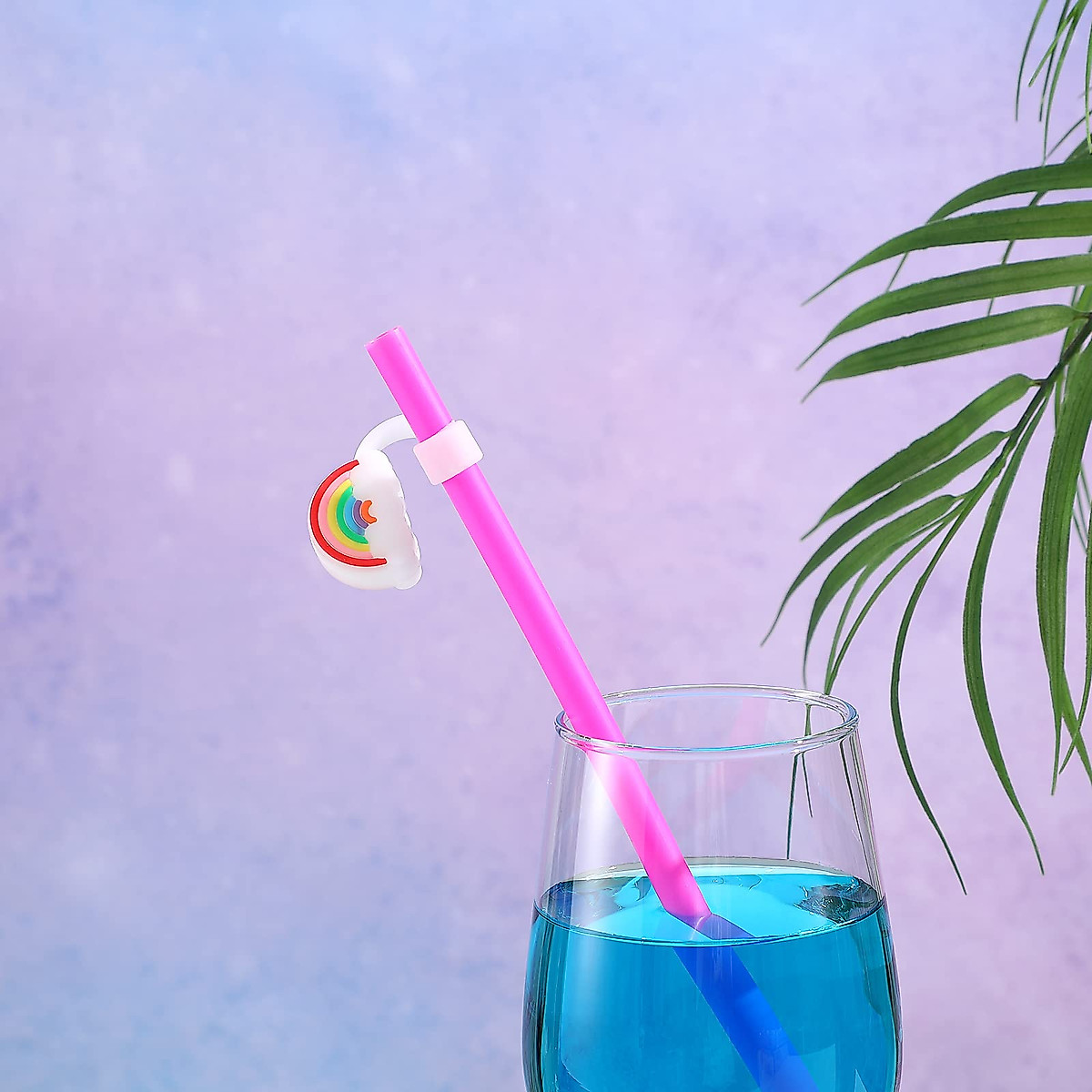 BESTOYARD Silicone Straws Tips Cover Cartoon Rainbow Reusable Compatible with Stanley Drinking Straw Lid Plug Anti-dust Airtight Seal Splash Proof For Telescopic Straw Beverages