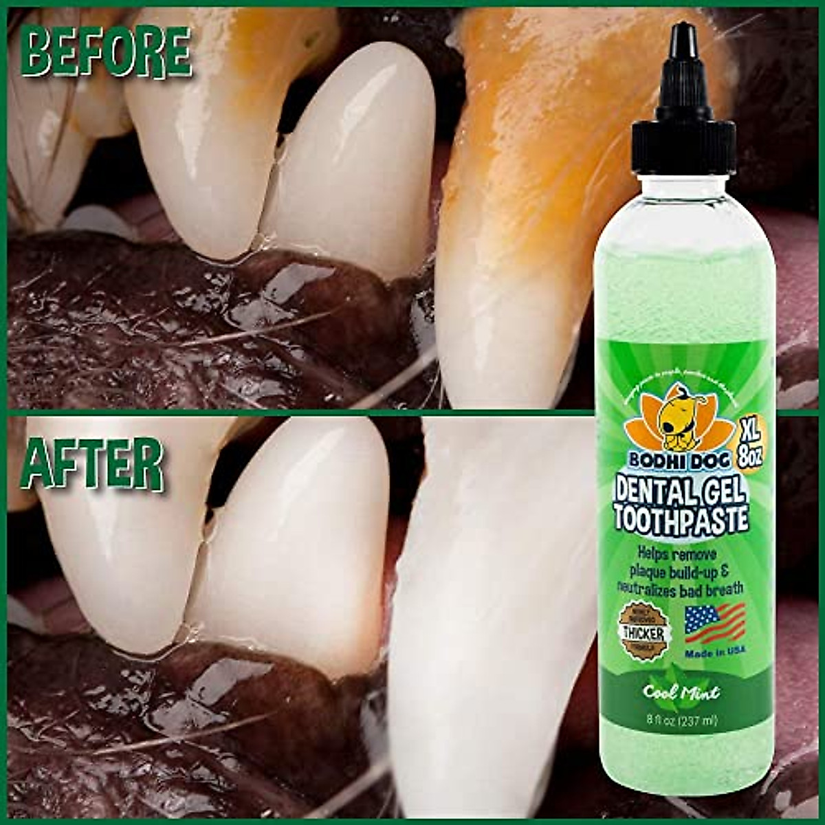 Bodhi Dog Pet Dental Gel | New Thicker Formula | Plaque Remover & Breath Freshener | Toothpaste for Dogs and Cats | Made in USA | 8oz (240ml)
