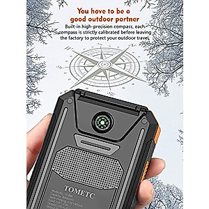 Solar Power Bank 36800mAh Portable Solar Charger 5V3.1A, QC 3.0 Dual 2 USB,LED Flashlights Port Strong LED IPX7 Flashlight,Waterproof, Dustproof, Shockproof (Orange)