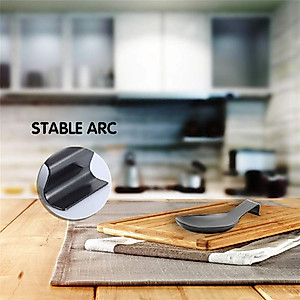 Pretty Jolly Stainless Steel Black Spoon Rest for Kitchen Counter Cooking Utensil Rest Spoon Ladle Holder for Stove Top Rust Resistant Large Size Spatula Rests Dishwasher Safe 9.61 x 3.74 Inch(2PCS)