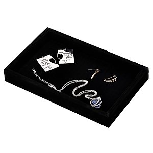 Yerwal Jewelry Tray, Velvet Jewelry Tray Showcase Display Organizer for Ring Earring Necklace Pendants Bracelet (Black#1)