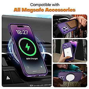 KISEN for iPhone 14 Pro Case Magnetic Compatible with MagSafe Slim Translucent Matte Phone Case Cover 6.1 inch, Deep Purple
