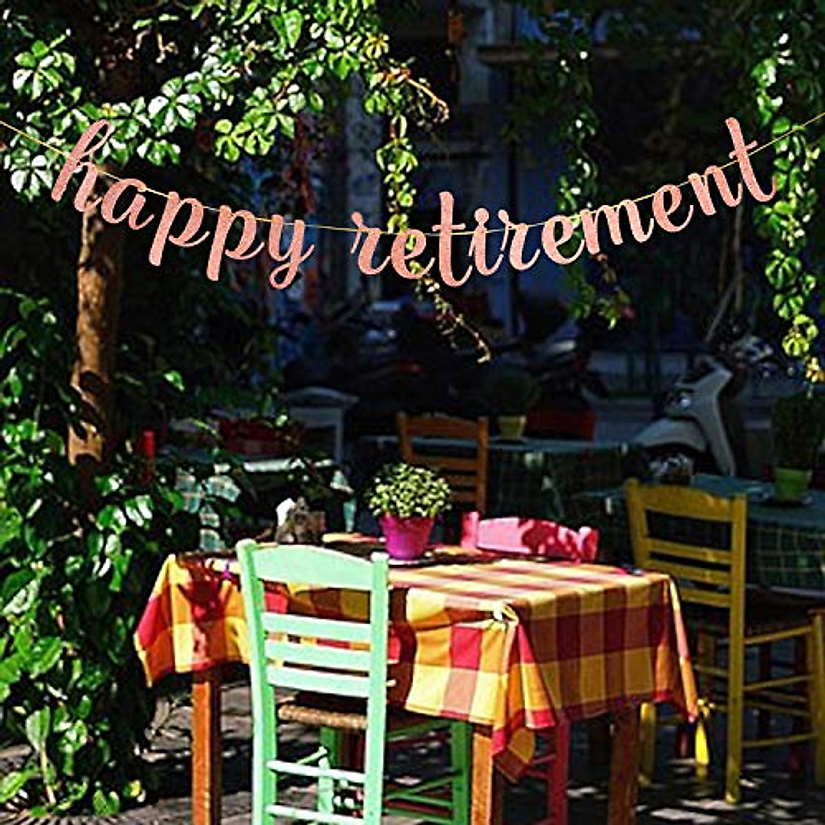 INNORU Glitter Happy Retirement Banner - for Farewell Party Bunting - Leaving Theme - Finally Retiring Party Bunting Decoration Rose Gold