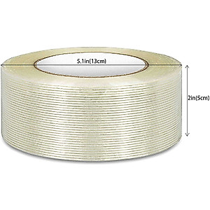 Superhesive 4 Pack 2in(5cm) 164ft (55-Yards / 50-Meters) 5.9mil Fiberglass Tape, Transparent Filament Reinforced Strapping Tape for Heavy Duty Packing