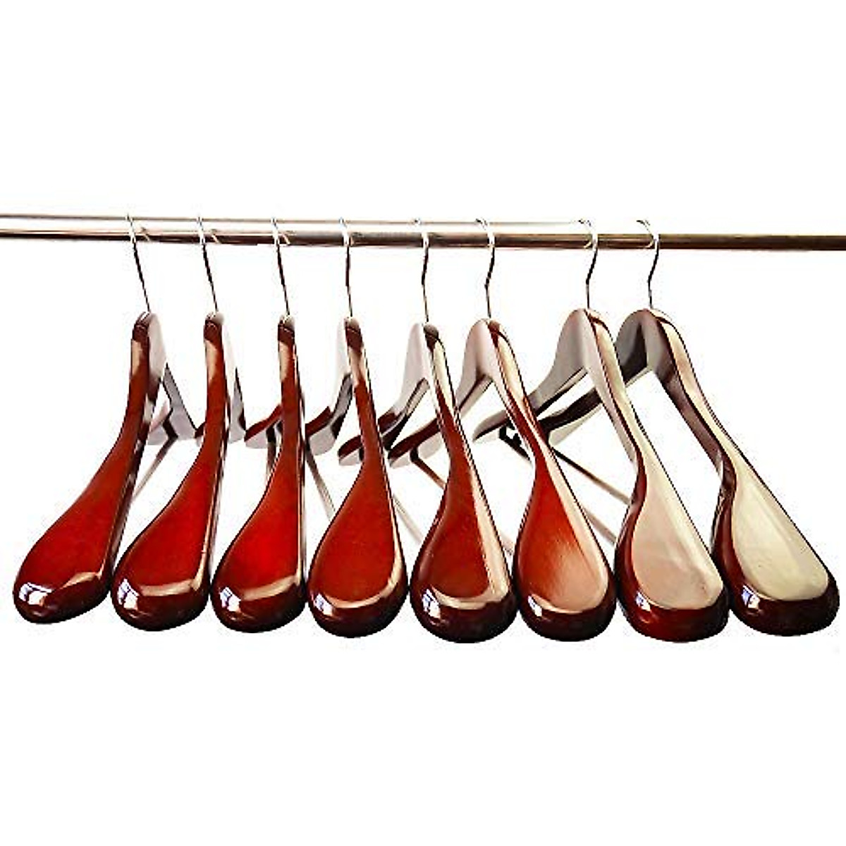 Coat Hanger 8-Pack, MEQUTION Wood Hangers Trouser Hangers Extra Wide Shoulder Wooden Hangers for Heavy Coat, Sweater, Skirt, Suit, Pants, Retro Finish (Retro Finish)