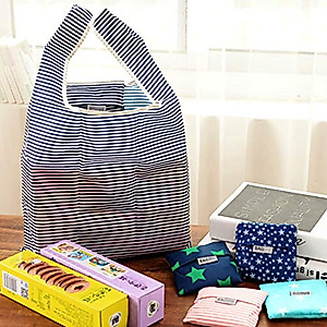 Reusable Grocery Bags Set of 6 Foldable Shopping Tote Bag,Washable, Durable and Lightweight (Reusable Grocery Bags 6 PACK)