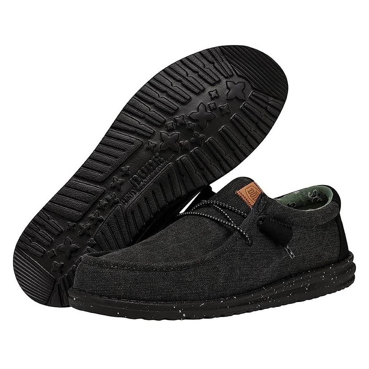 Hey Dude Wally Washed Canvas - Black/Black