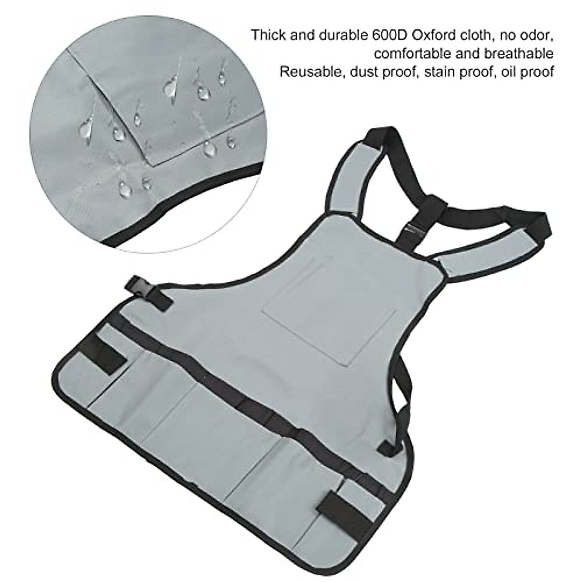 ENTHUSRI Garden Apron Oxford with Pockets Cloth Reusable Outdoor Barbecue BBQ Grill Apron for Men Women Gray