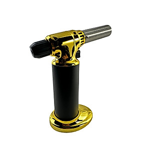 Space King Tall Wind-Proof Torch Lighter - Adjustable Flame - Child-Lock - Perfect for Camping, Kitchen, Backyard, Travel, Beach, BBQ, Mountain, Outdoors, Travel, Garage, and More. (Gold)