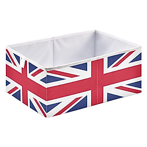 ALAZA British Flag Union Jack London 11 Inch Cube Storage Bin Organizer Foldable Basket for Closet Cabinet Shelf Office