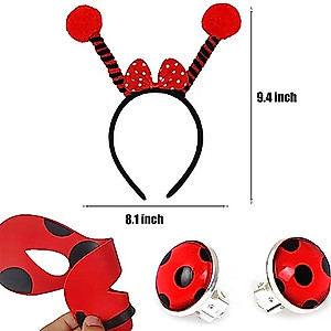 Ausejopeac Ladybug Bopper Antenna Headband Ladybug Wings and Masks Ladybug Costume Set for Kids Halloween Dress Up