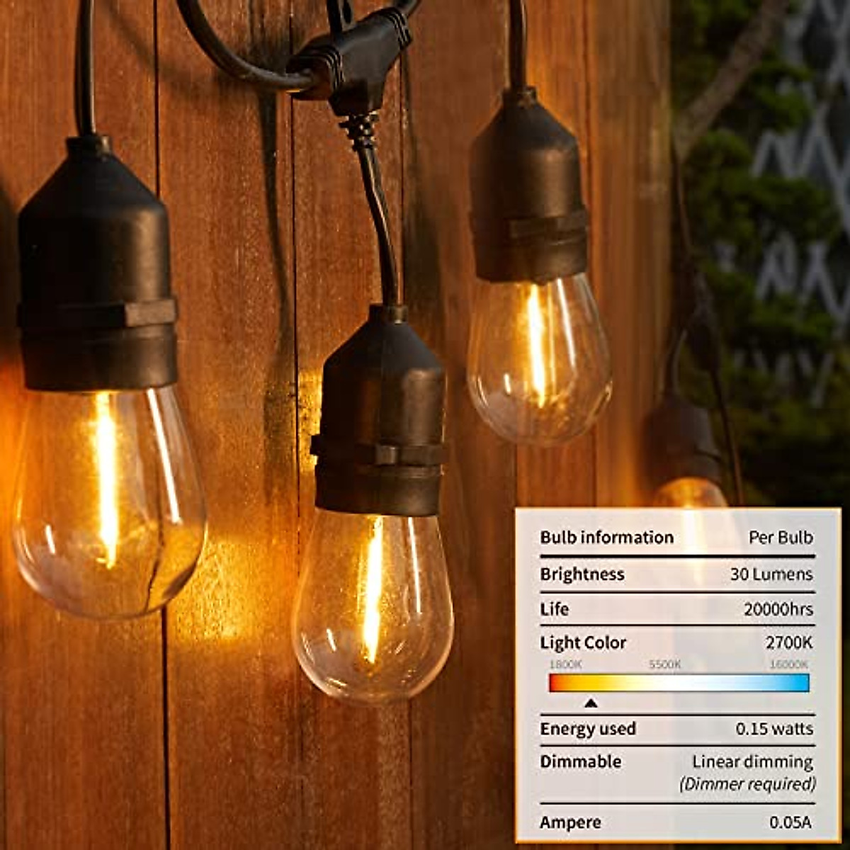 Solar String Lights Outdoor - 34FT 15 LED Patio Lights, USB & Solar Powered Outdoor String Lights with 4 Lighting Mode, IP65 Waterproof Garden String Lights for Outside Cafe Yard Bistro, Warm White