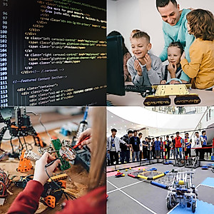 Professional T600 Robot Car Tank Chassis with High Torque DC Motor Kit, 4WD Crawler Platform Caterpillar Robotic Model Compatible with Arduino Raspberry Pi STEAM Microbit Python for Science Project