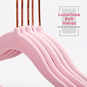 MIZGI Premium Kids Velvet Hangers (Pack of 50) with Copper/Rose Gold Hooks,Space Saving Ultra Thin,Non Slip Baby Hangers for Children's Skirt Dress Pants,Clothes Hangers(Pink)