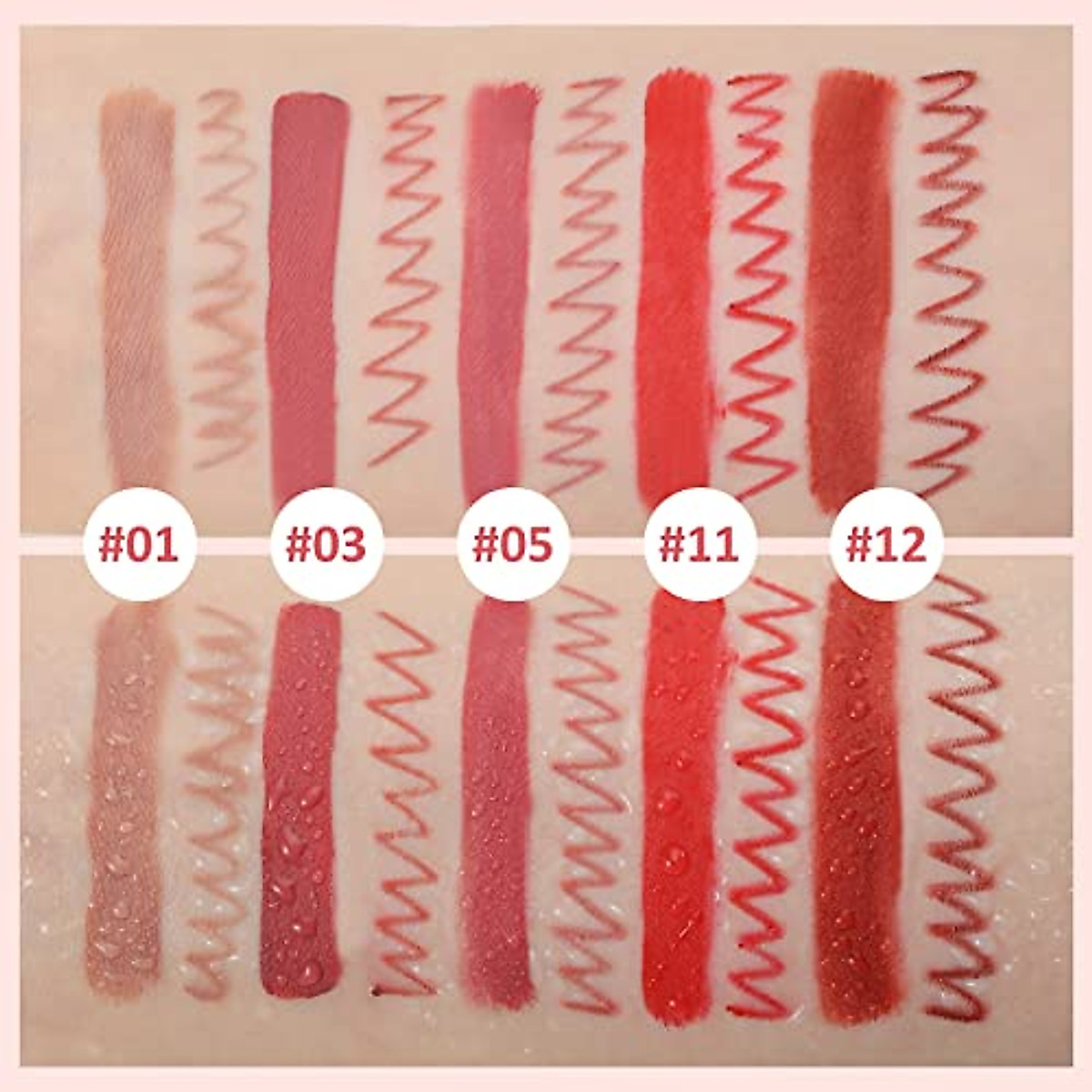 Boobeen Liquid Matte Lipstick and Lip Line Pencil Set, Nude Red Lip Makeup Longwear Waterproof Lipliner Pens & Velvet Lip Stain Lip Gloss Smooth Matte Lip Color Make Up Gift Set