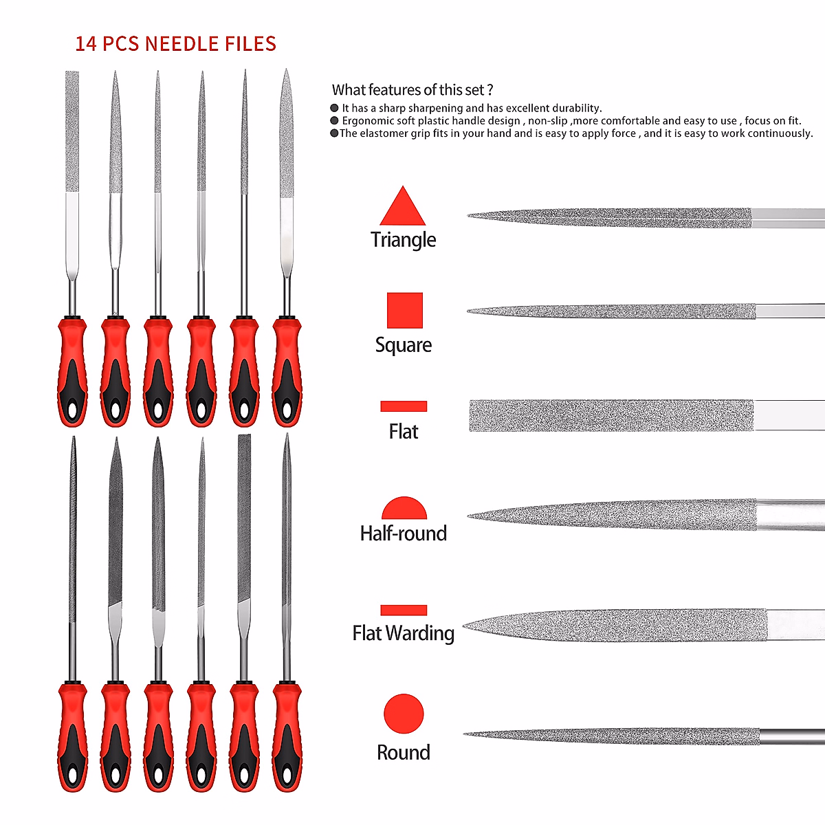CHENTUOPO Small File Set, Needle Diamond Files 14PCS, 6 Steel Files & 6pcs Jewlers Files for Precision Metal File Work, Wood, Jewelry, Model, DIY and Nearly All Uses. Free Bonus: Cutter