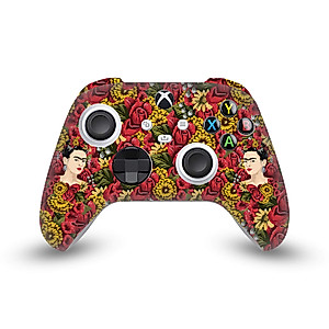 Head Case Designs Officially Licensed Frida Kahlo Portrait Pattern Floral Matte Vinyl Sticker Gaming Skin Case Cover Compatible with Xbox Series X / S Controller