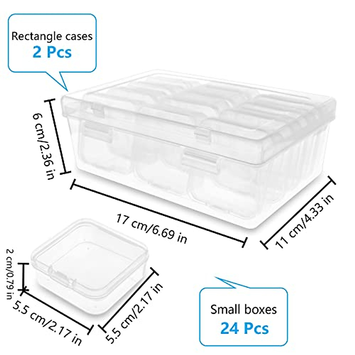 Bead Organizer, 24 Pack Mini Clear Plastic Organizer Storage Containers, Craft Storage Organizer for Diamond Painting Supplies, Jewelry Making, Parts - Clear