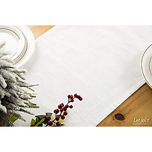 White Table Runner 72 Inches Farmhouse Table Runner Linen-Cotton Fabric Rustic Wedding Table Decor Birthday Party