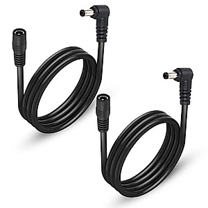 GINTOOYUN 2 Pack DC5525 Power Extension Cable, DC 5.5mm x 2.5mm Right Angle Male to Female Power Adapter Cable，3FT 18AWG Heavy Duty Cord for Strip Lihgt,CCTV,Car,Monitors,etc. 1M