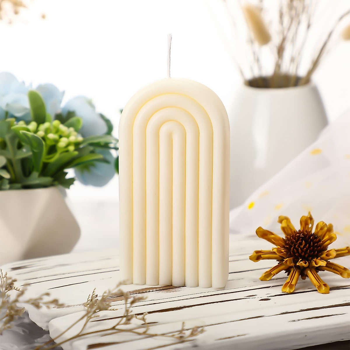 Arch Shaped Candles Geometric Scented Aesthetic Candle Geometric U Shaped Candles Minimalist Candle Aroma Wax Art Decorative Soy Scented Candle for Spa Yoga Birthday Gift Home Party Decor (White)