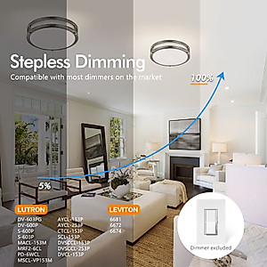 2-Pack 10Inch 30W Flush Mount LED Ceiling Light Fixtures, Ultra Bright 3200LM Dimmable 5CCT 2700K 3000K 4000K 5000K 6500K Ceiling Lights, Ceiling Lamps for Kitchen Bedroom Bathroom Stairwell, Nickel