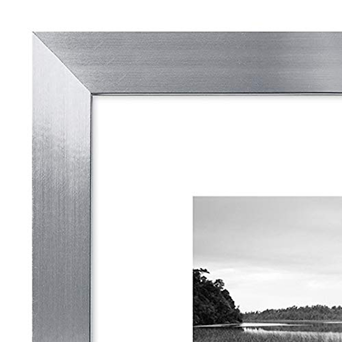 Americanflat 8x10 Picture Frame in Silver - Displays 5x7 with Mat and 8x10 Frame Without Mat - Composite Wood with Polished Glass - Horizontal and Vertical Formats for Wall and Tabletop