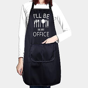 CENWA I'll Be In My Office Funny Office Apron Chef Kitchen Apron Smoking Cooking Grilling BBQ Office Chef Funny Gift Apron (Be In My Office apron)