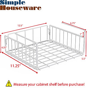 2 Pack - Simple Houseware Under Shelf Basket, White