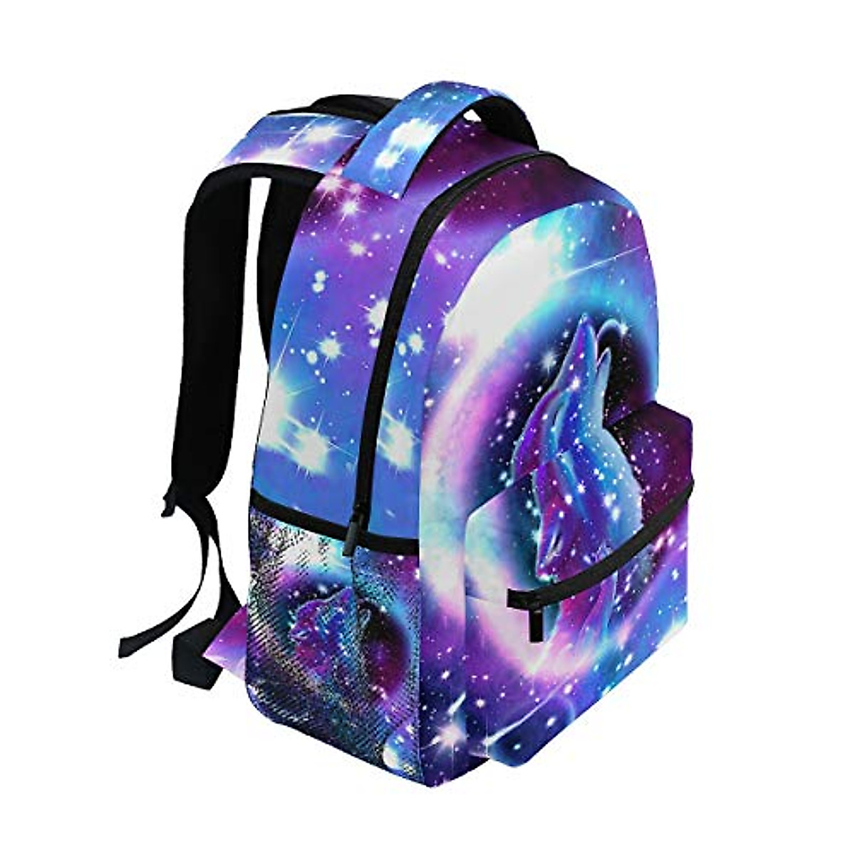 Galaxy Wolf School Backpacks for Kids Boy Girls 3D Animal Star Space Backpack Bookbags School Bag Daypack 14 inch Laptop Backpacks Camping Travel Outdoor Shoulder Bag