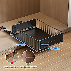 MUSTORN 2 Pack Pull Out Cabinet Organizer, Slide Out Drawers for Cabinets Peel and Stick Pull Out Drawers Heavy Duty Pull Out Shelves for Kitchen,Cupboard,Pantry,Bathroom (16.5"D*11.8"W*3.94"H-Black)