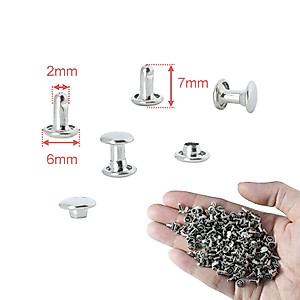 200Sets 6mm Round Cap Leather Rivets, Double Cap Rivets Tubular Metal Studs Rivets for Leather Purse Keyrings Repair and Crafts Decoration (6mm Silver)