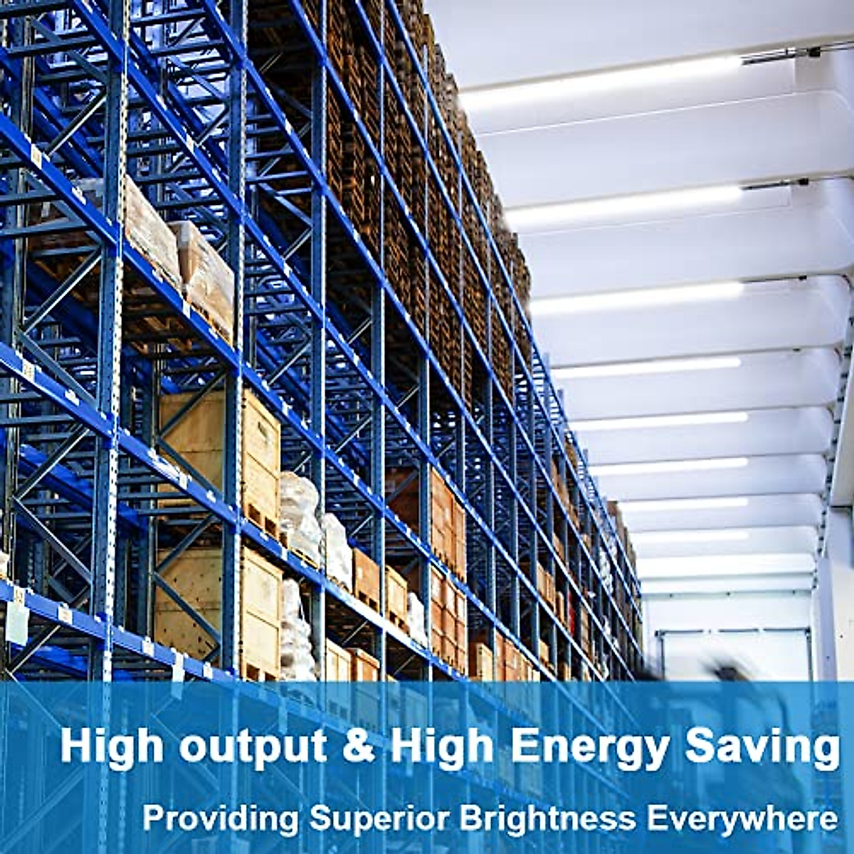 SHOPLED 8FT LED Shop Light Fixture, 90W 11700LM 6000K Cool White, D Shape, High Output, Clear Cover, T8 Linkable 8 Foot LED Tube Light for Garage with Plug, Warehouse, Workshop, 4 Pack